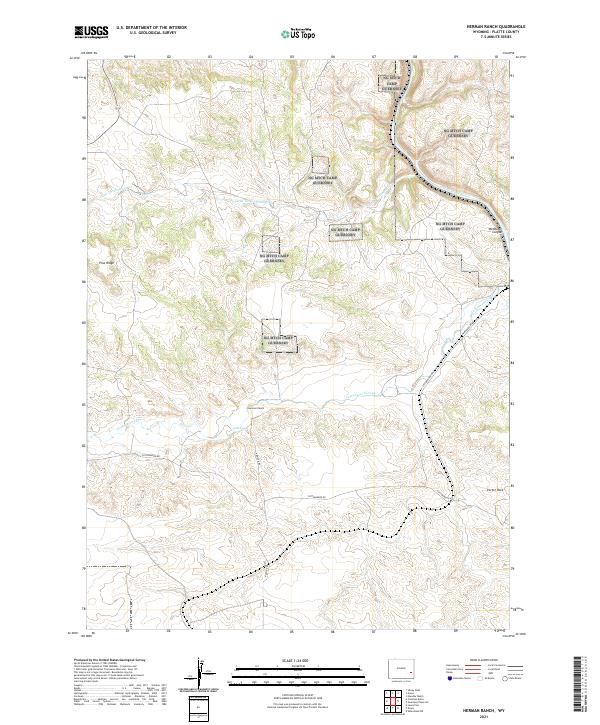 USGS US Topo 7.5-minute map for Herman Ranch WY 2021 – American Map Store