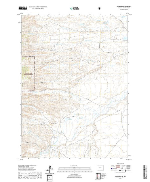 USGS US Topo 7.5-minute map for Hightower SW WY 2021 – American Map Store