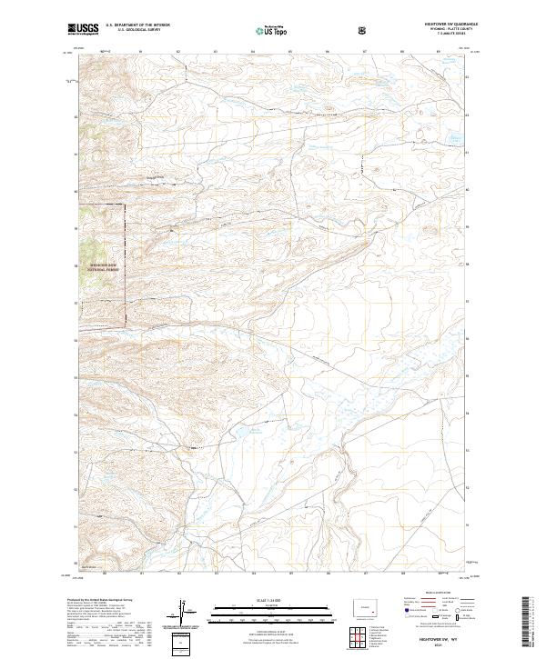 USGS US Topo 7.5-minute map for Hightower SW WY 2021 – American Map Store