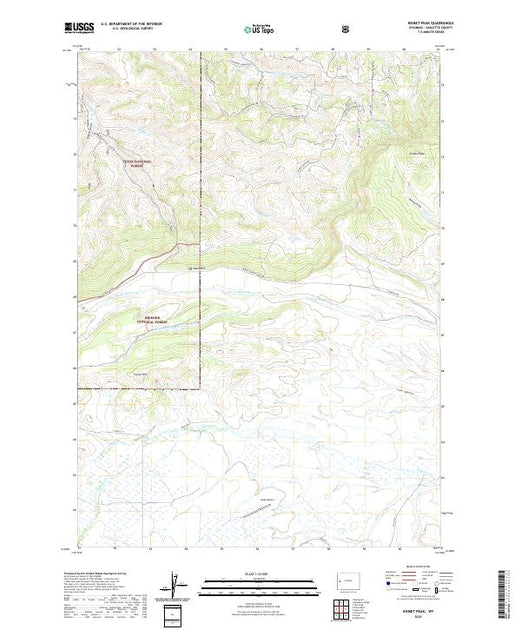 USGS US Topo 7.5-minute map for Kismet Peak WY 2021 – American Map Store