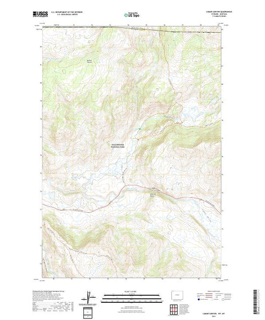 USGS US Topo 7.5-minute map for Lamar Canyon WYMT 2021 – American Map Store