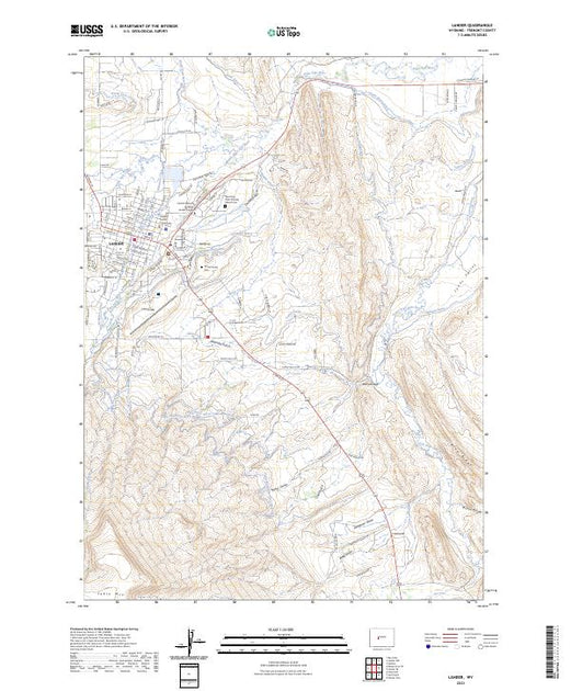 US Topo 7.5-minute map for Lander WY – American Map Store