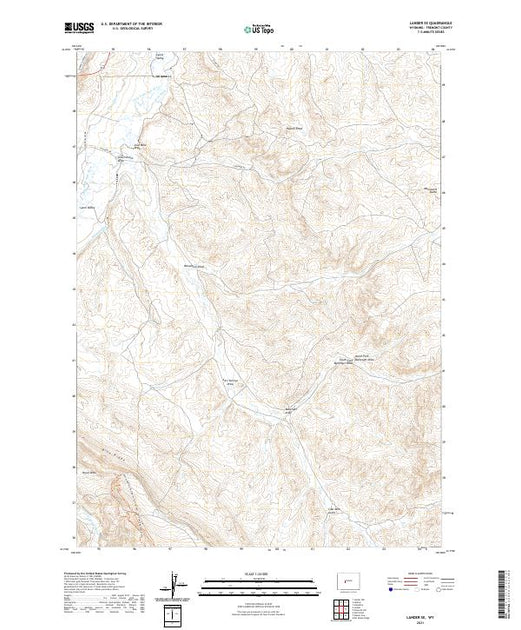 USGS US Topo 7.5-minute map for Lander SE WY 2021 – American Map Store