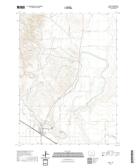 USGS US Topo 7.5-minute map for Lingle WY 2021 – American Map Store