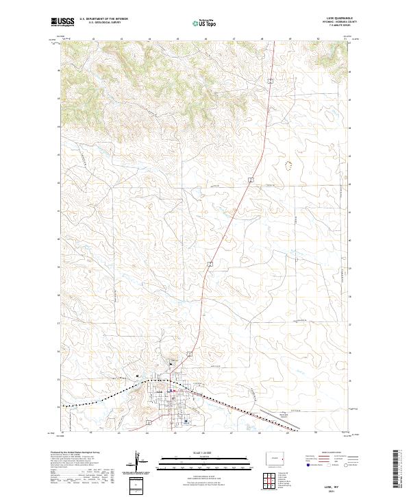 USGS US Topo 7.5-minute map for Lusk WY 2021 – American Map Store