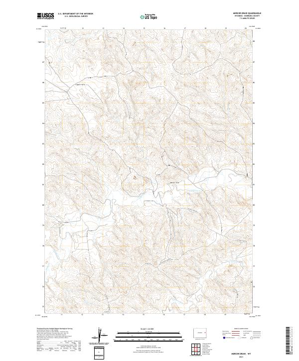 USGS US Topo 7.5-minute map for Mercer Draw WY 2021 – American Map Store