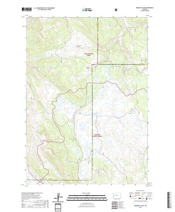 USGS US Topo 7.5-minute map for Mosquito Lake WY 2021 – American Map Store