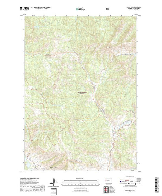 USGS US Topo 7.5-minute map for Mount Leidy WY 2021 – American Map Store