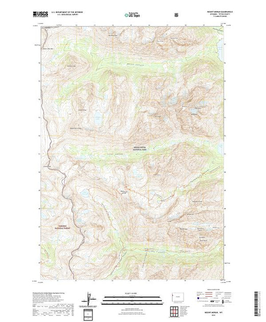 USGS US Topo 7.5-minute map for Mount Moran WY 2021 – American Map Store