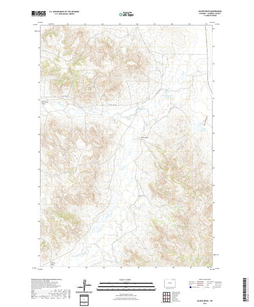 USGS US Topo 7.5-minute map for Oliver Draw WY 2021 – American Map Store