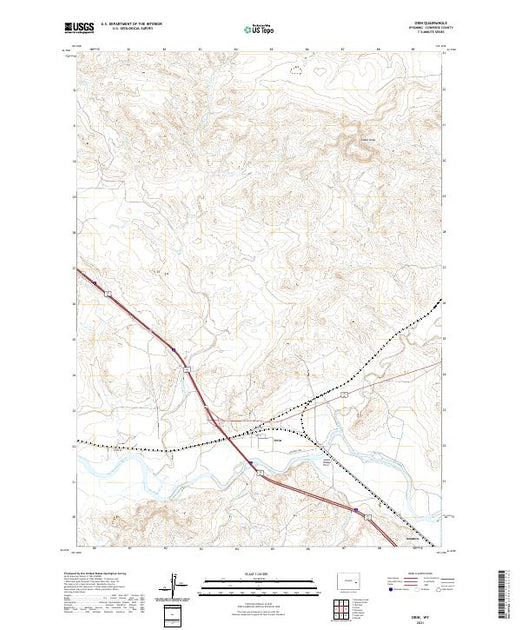 USGS US Topo 7.5-minute map for Orin WY 2021 – American Map Store