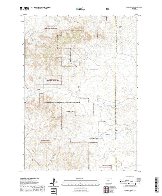 USGS US Topo 7.5-minute map for Pinnacle Rocks WY 2021 – American Map Store
