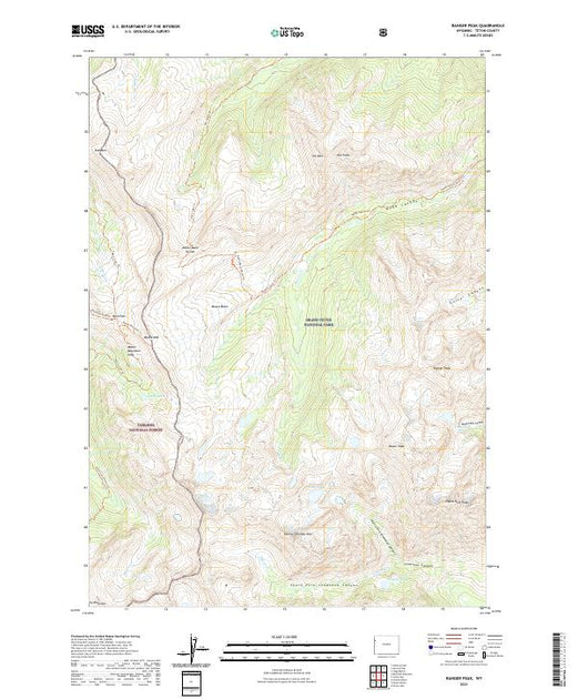 USGS US Topo 7.5-minute map for Ranger Peak WY 2021 – American Map Store