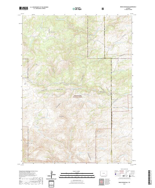 USGS US Topo 7.5-minute map for Reese Mountain WY 2021 – American Map Store