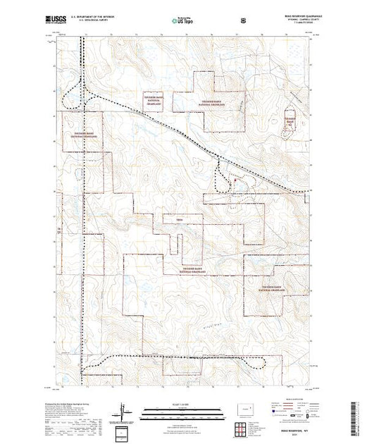 USGS US Topo 7.5-minute map for Reno Reservoir WY 2021 – American Map Store