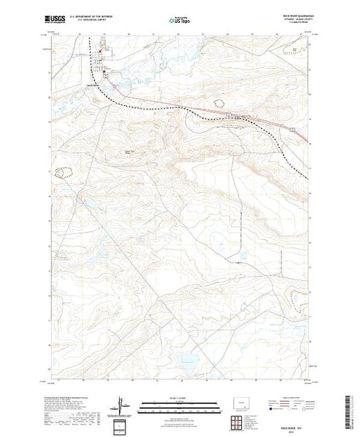 USGS US Topo 7.5-minute map for Rock River WY 2021 – American Map Store