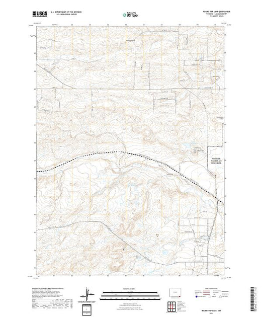 USGS US Topo 7.5-minute map for Round Top Lake WY 2021 – American Map Store