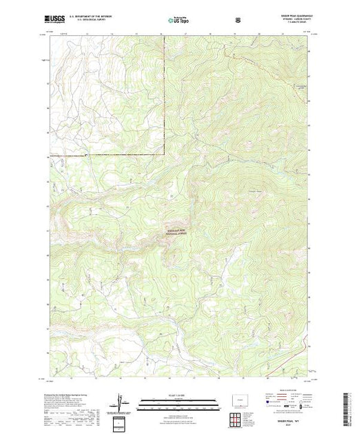 USGS US Topo 7.5-minute map for Singer Peak WY 2021 – American Map Store