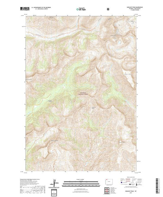 USGS US Topo 7.5-minute map for Sunlight Peak WY 2021 – American Map Store