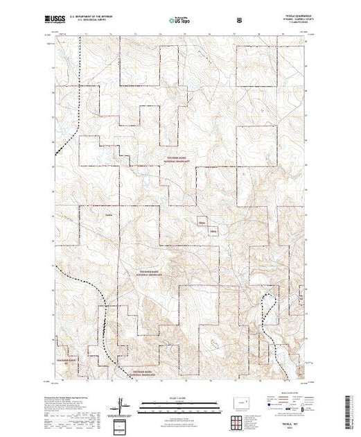 USGS US Topo 7.5-minute map for Teckla WY 2021 – American Map Store