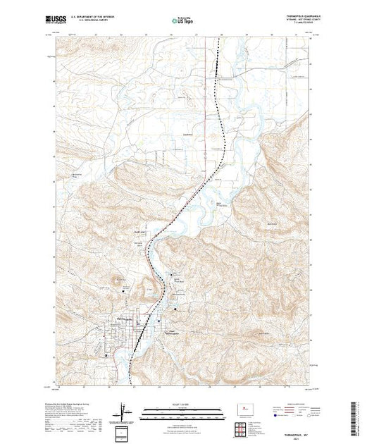 USGS US Topo 7.5-minute map for Thermopolis WY 2021 – American Map Store