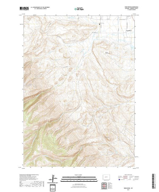 USGS US Topo 7.5-minute map for Wind River WY 2021 – American Map Store