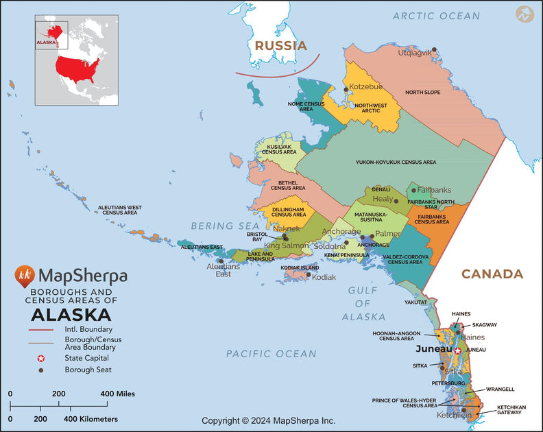Alaska Map of Boroughs and Census Areas – American Map Store