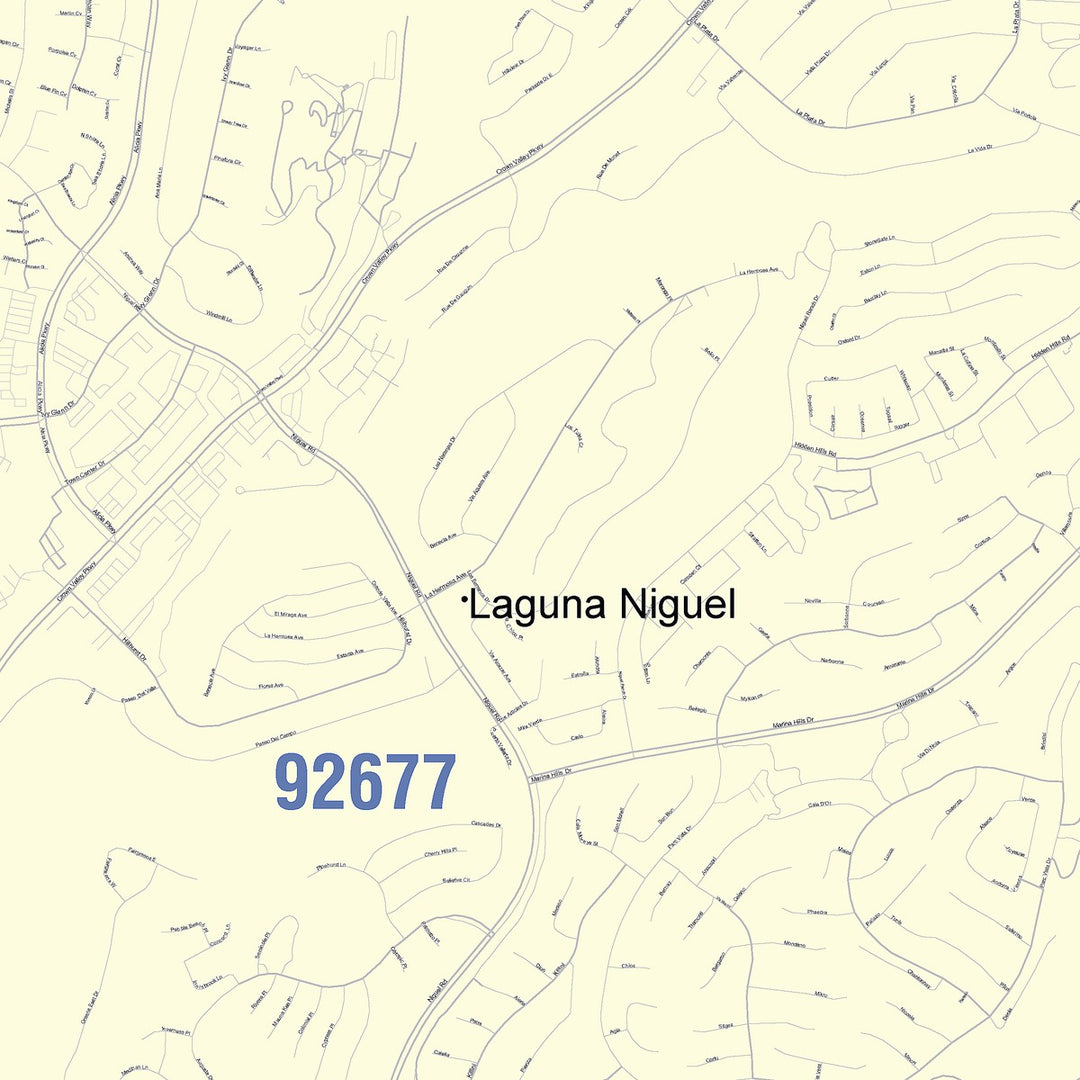 Color Cast Zip Code Style Wall Map of Laguna Niguel, CA – American Map ...