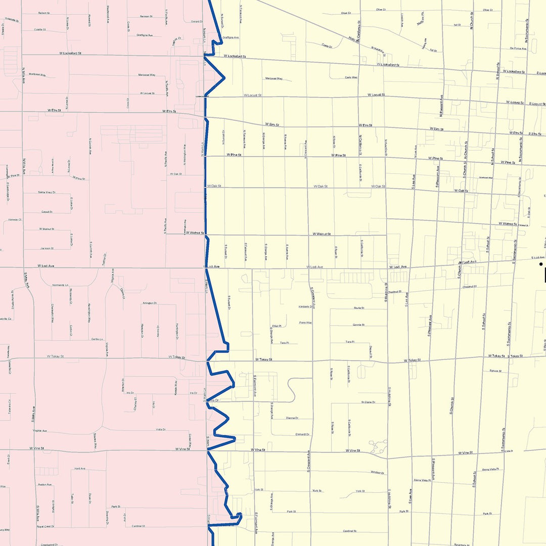 Color Cast Zip Code Style Wall Map of Lodi, CA – American Map Store