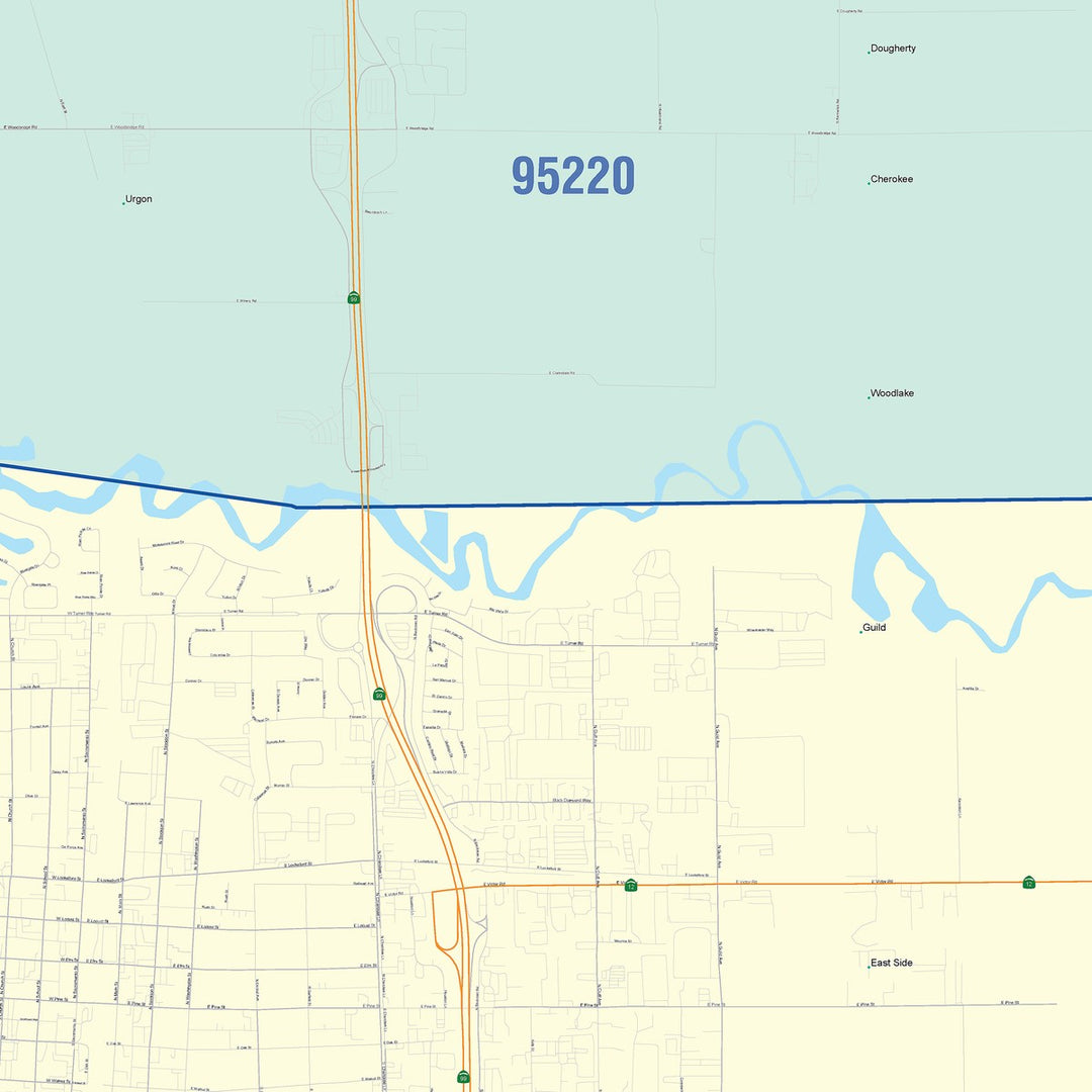 Color Cast Zip Code Style Wall Map of Lodi, CA – American Map Store