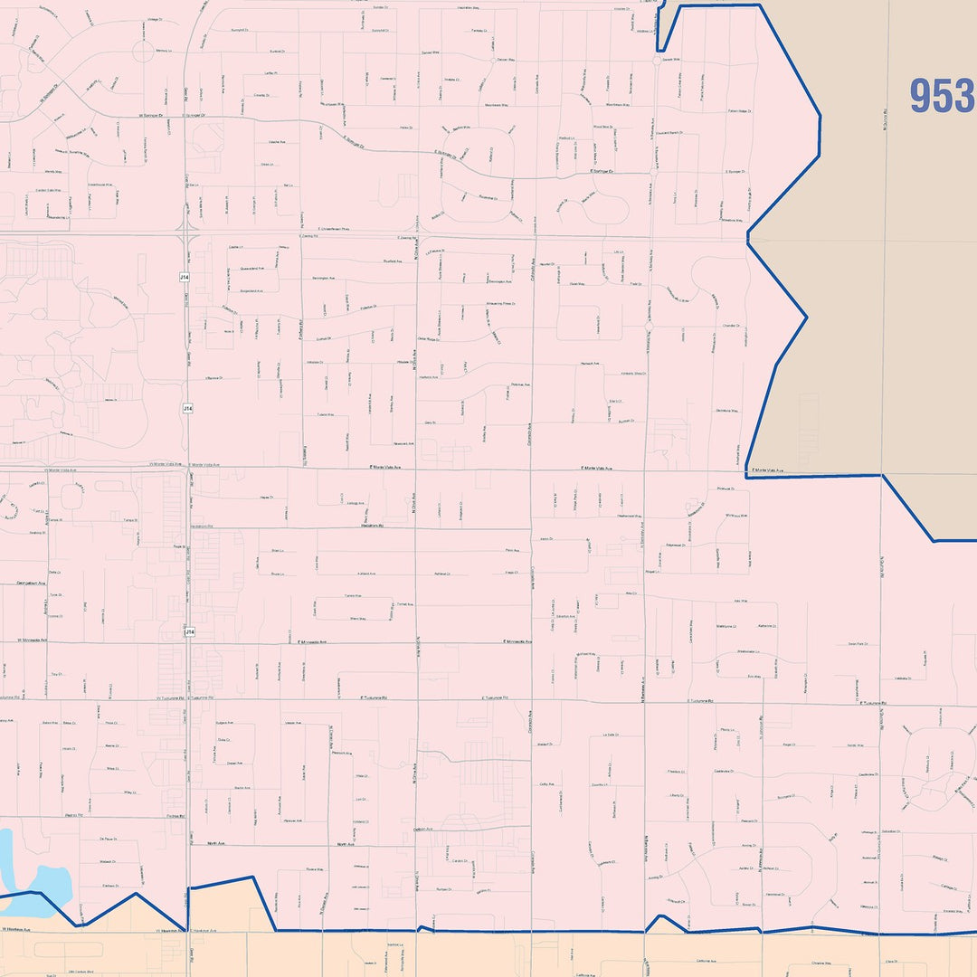 Color Cast Zip Code Style Wall Map of Turlock, CA – American Map Store
