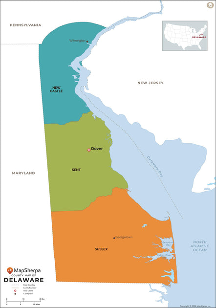 Delaware Counties Map – American Map Store