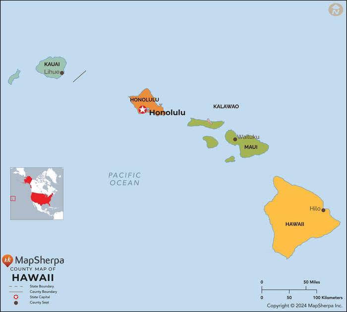 Hawaii Counties Map – American Map Store