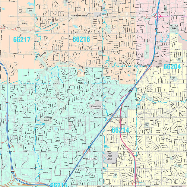 Premium Style Wall Map of Overland Park KS – American Map Store