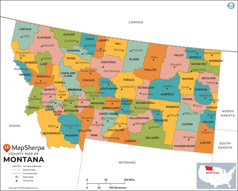 Montana Counties Map – American Map Store