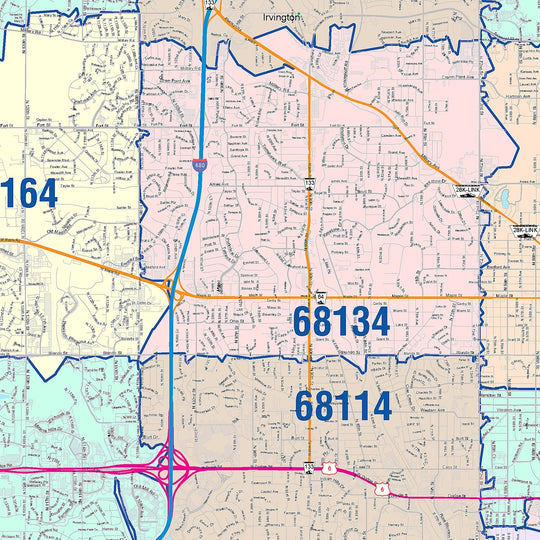 Colorcast Zip Code Style Wall Map of Omaha, NE – American Map Store