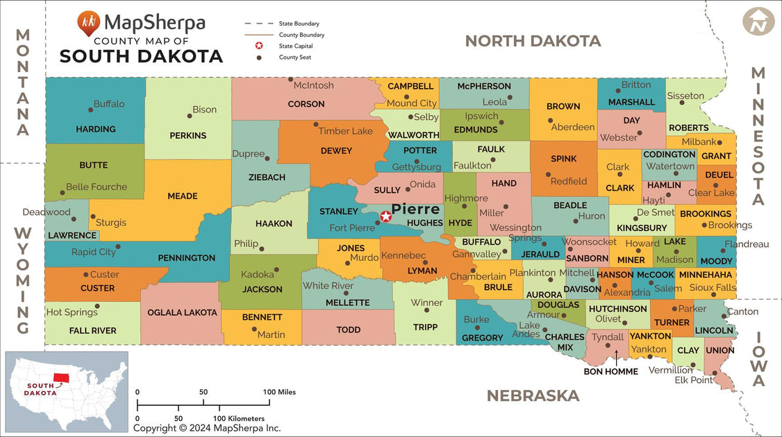South Dakota Counties Map – American Map Store