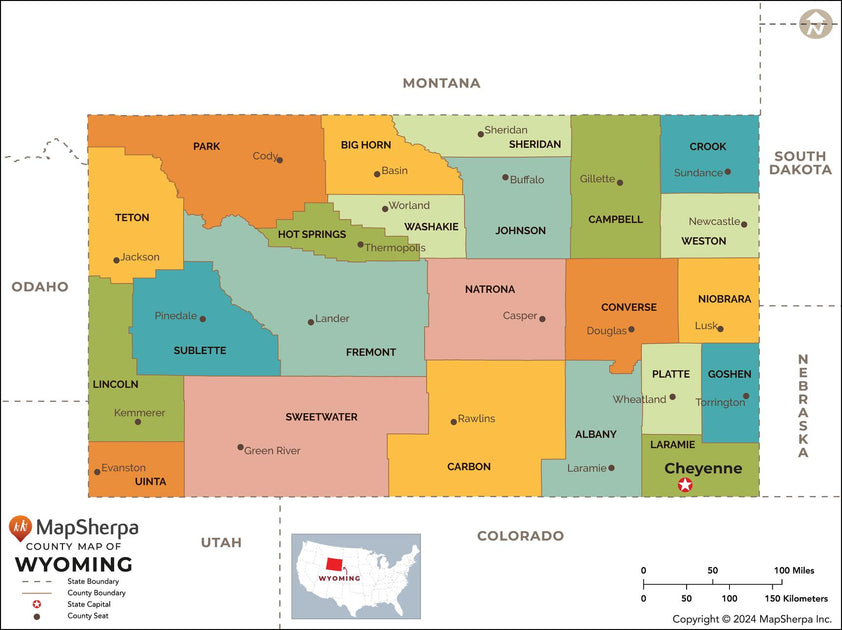 Wyoming Counties Map – American Map Store