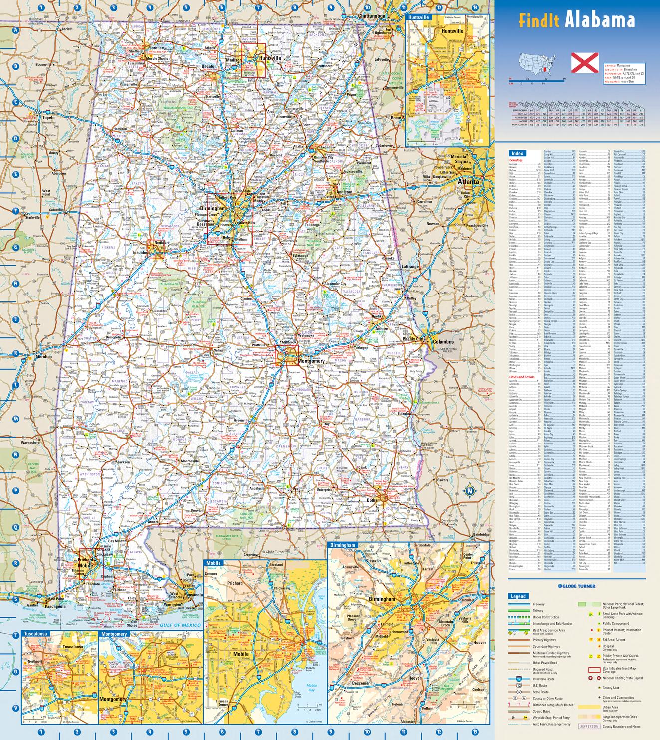 Map Of Alabama Showing Cities