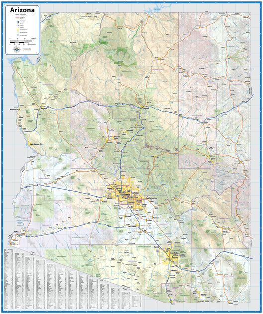 Arizona with Shaded Relief – American Map Store