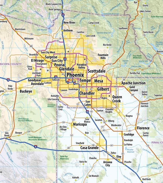 Arizona with Shaded Relief – American Map Store