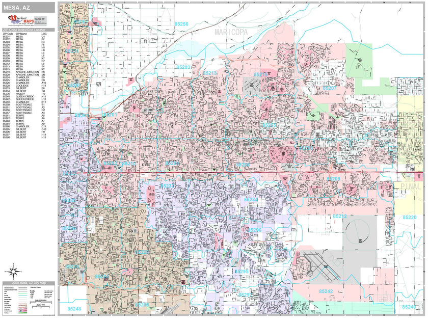 Premium Style Wall Map of Mesa, AZ by Market Maps – American Map Store
