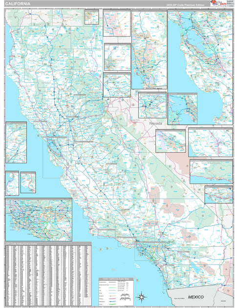 Premium Style Wall Map of California – American Map Store