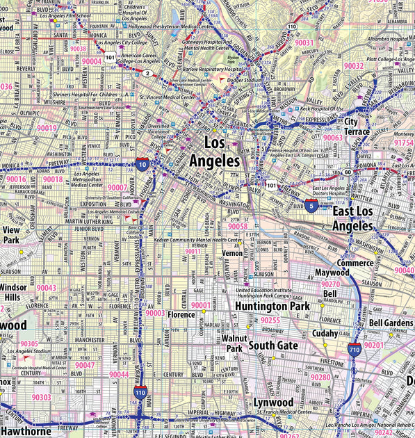 Greater Los Angeles Metro Area with Shaded Relief – American Map Store