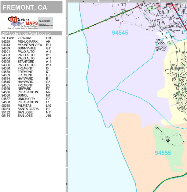 Premium Style Wall Map of Fremont, CA by Market Maps – American Map Store