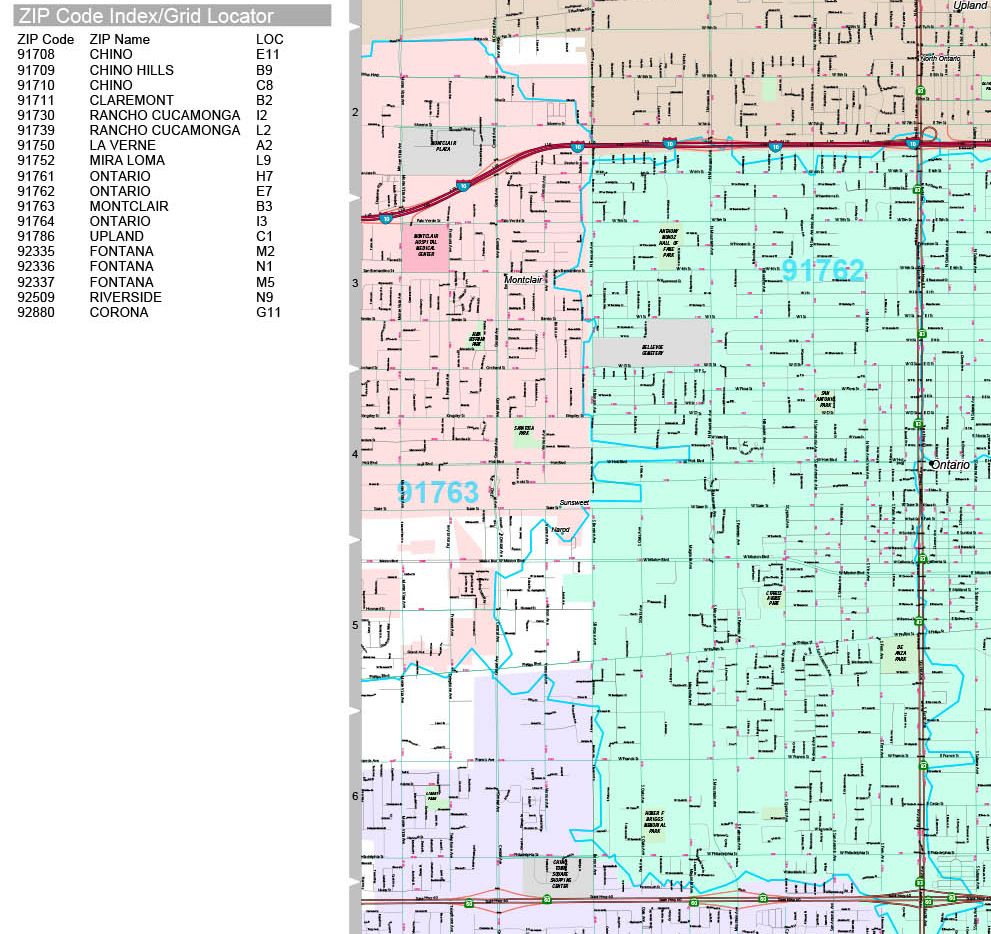 Ontario California Zip Codes Map