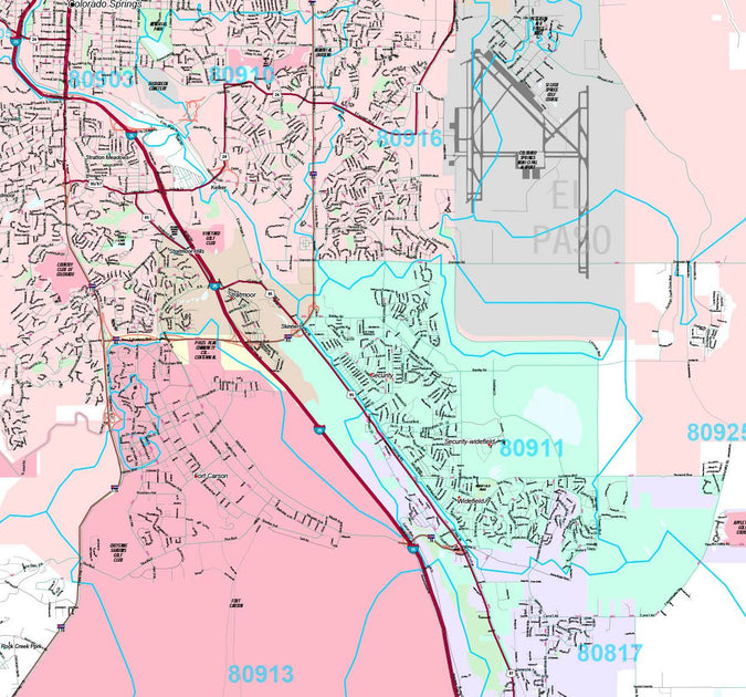 Premium Style Wall Map of Colorado Springs, CO by Market Maps ...