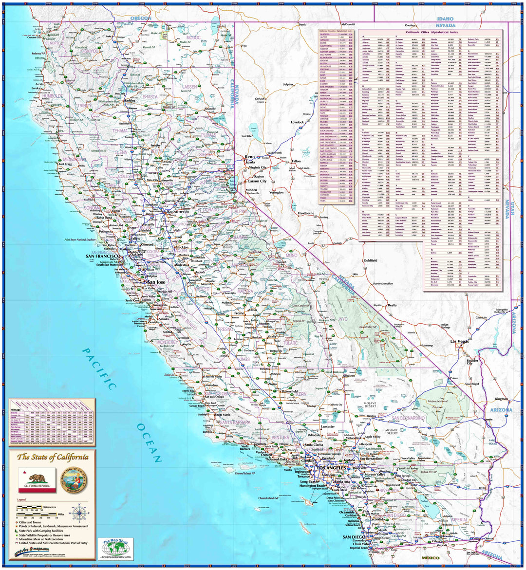 Large Detailed Administrative Map Of California State With Roads