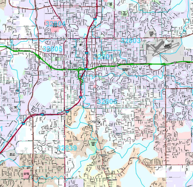 Premium Style Wall Map of Orlando, FL. by Market Maps – American Map Store