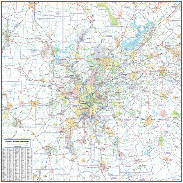 Greater Atlanta Regional Area Major Arterial Wall Map – American Map Store